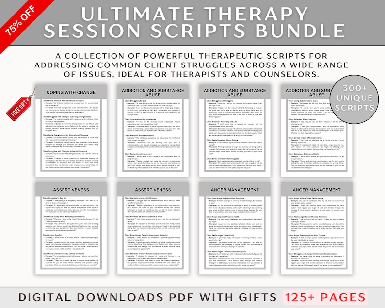 Therapy Session Scripts: 300+ Unique Client Scenarios (digital Download ...