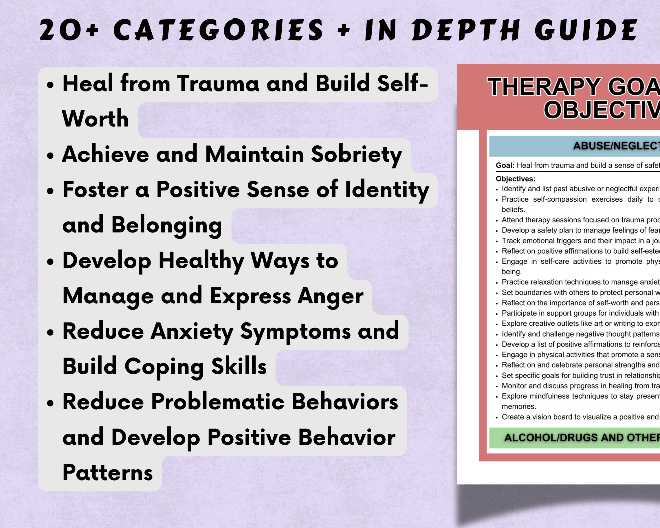 Therapy Goals and Objectives Bundle: Clinical Notes & Cheat Sheets (PDF ...