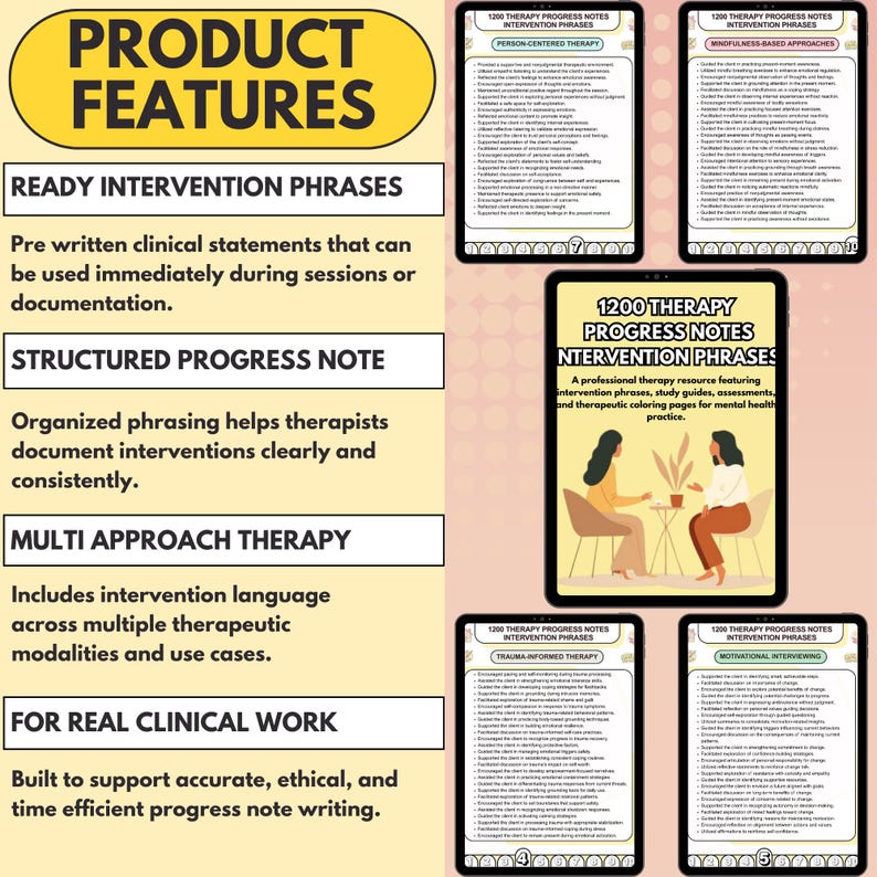 Therapy Progress Notes: 1200+ Intervention Phrases (HIPAA Compliant) - Etsy
