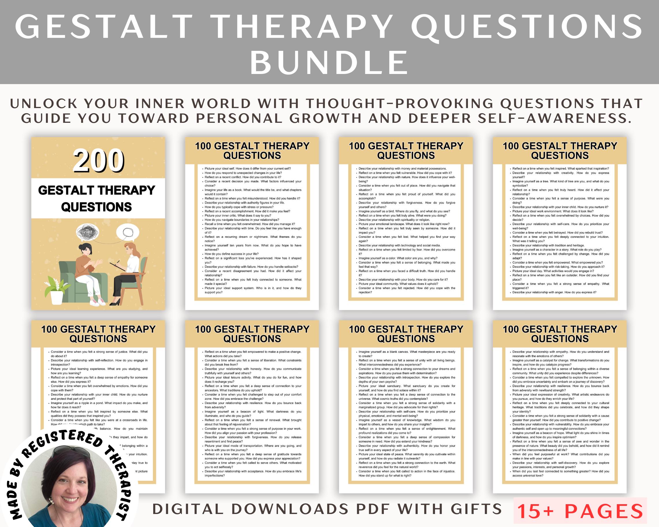 Gestalt Therapy Questions Bundle: Psychotherapy Interventions (digital ...