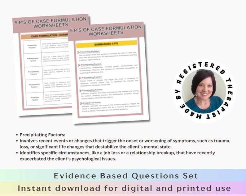 5 P's of Case Formulation Worksheets: Mental Health Tool (PDF) - Etsy