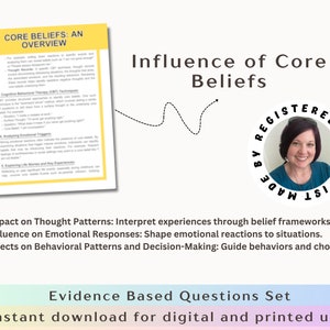 CBT Worksheets for Core Values, Mental Health Workbook, Limiting ...