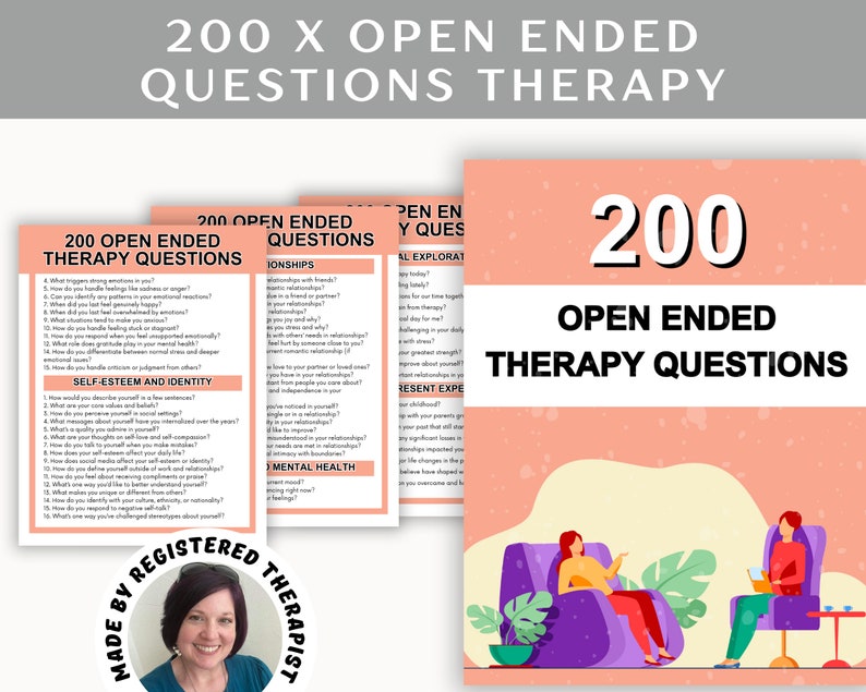 200 Open Ended Therapy Questions: Counseling Tools (PDF) - Etsy