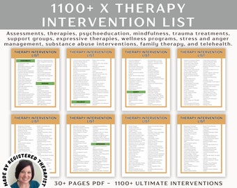 Therapeutic Interventions, Therapy Intervention List, Therapist Cheat ...
