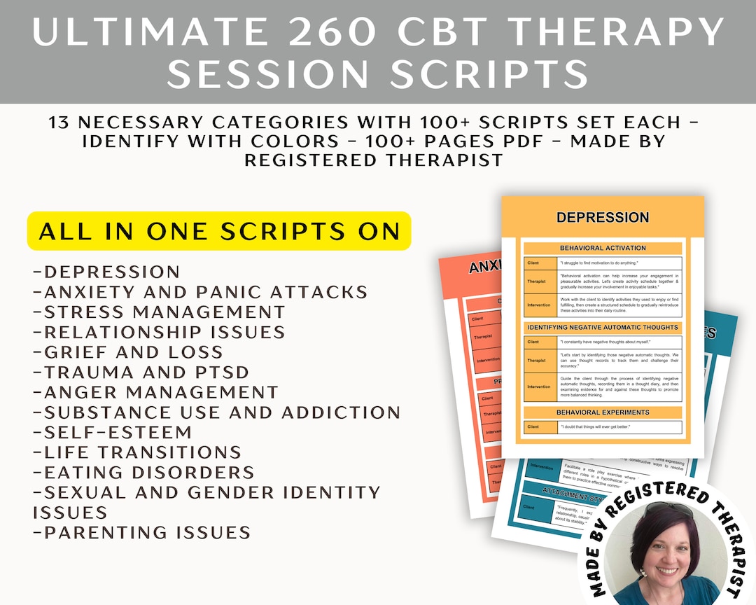 Therapy Session Scripts - 260 Unique CBT Scripts - Therapy Goals ...
