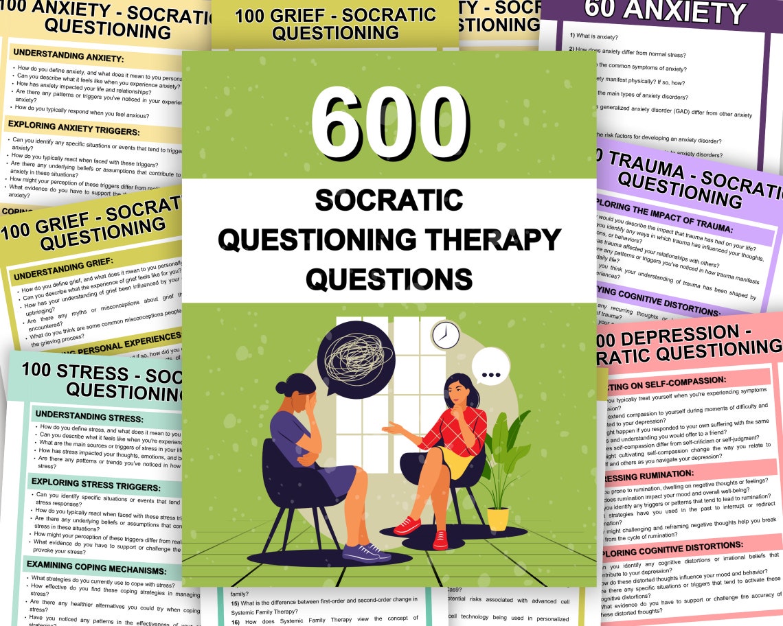 Socratic Questioning Therapy Questions: Counselor Cheat Sheet (PDF) - Etsy