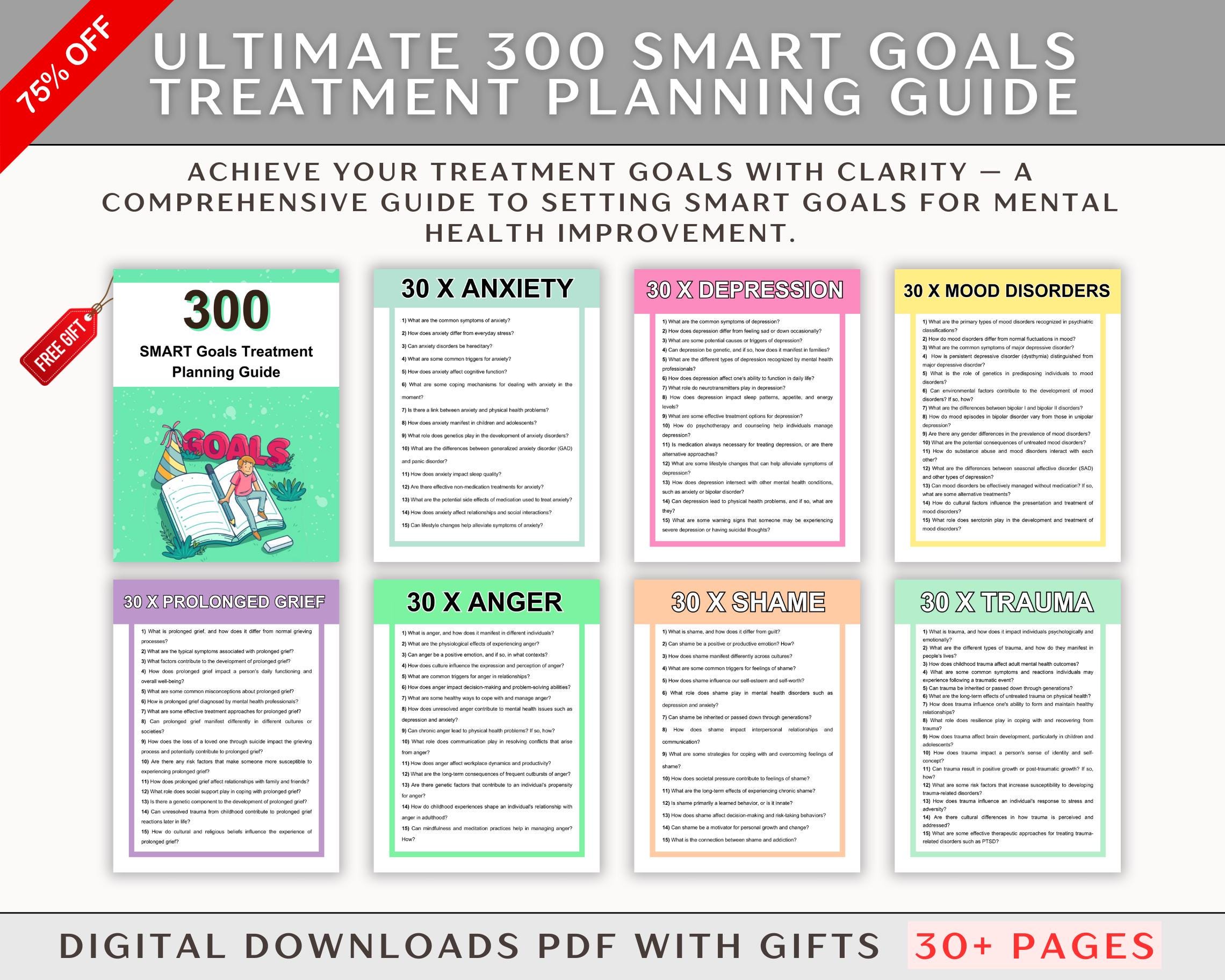 SMART Goals Treatment Planning Guide - Progress Note, Interventions ...