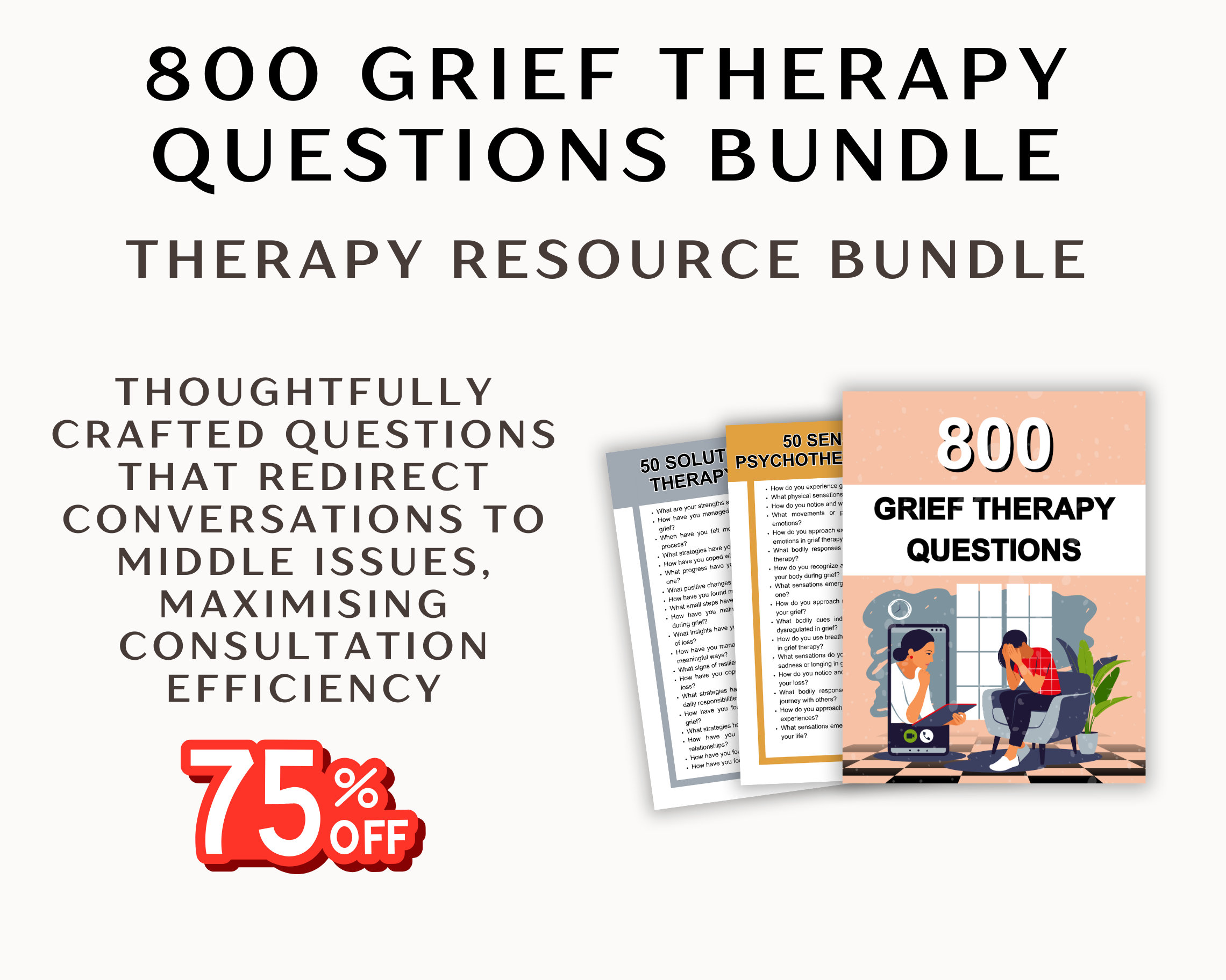 Grief Therapy Questions Bundle: 800 Counseling Prompts (digital ...