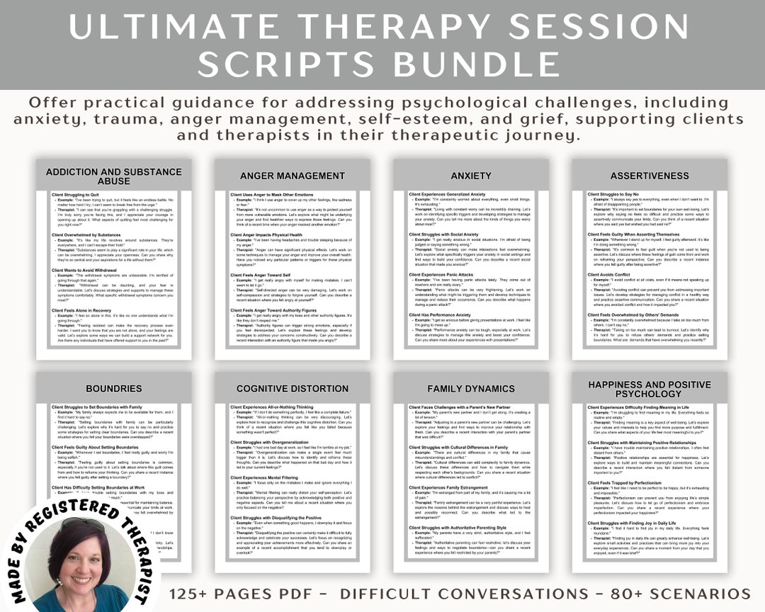 Therapy Session Scripts - 300 Unique Scripts-trauma, Addiction, Grief ...