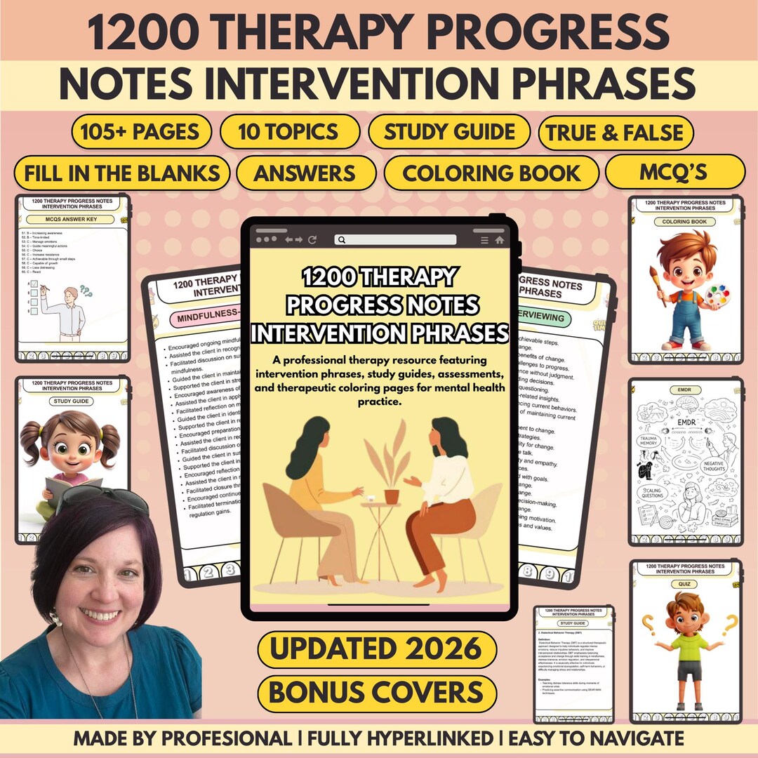 Therapy Progress Notes: 1200+ Intervention Phrases (HIPAA Compliant) - Etsy
