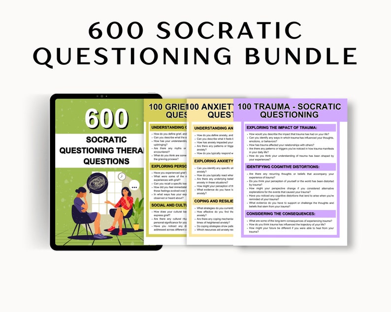 600 Socratic Questioning Therapy Questions Intervention Phrases HIPAA ...