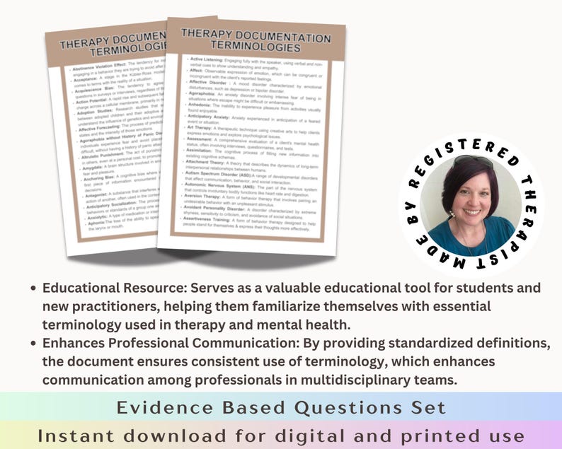 Therapy Documentation Terminology Bundle, Therapy Worksheet, Therapy ...