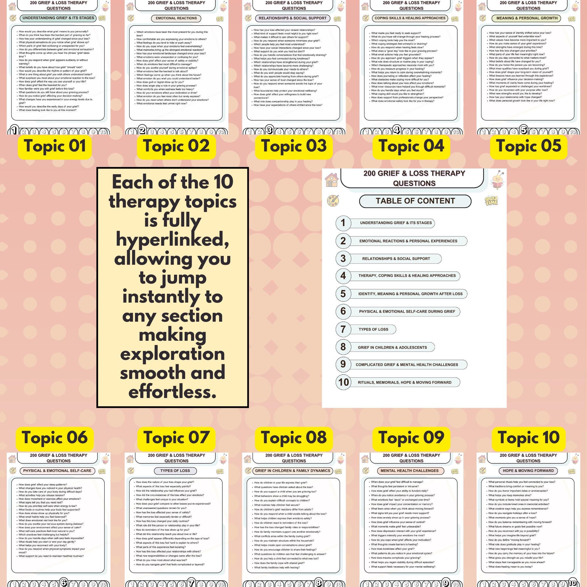Grief Therapy Questions Bundle: 200 Counseling Prompts (digital ...