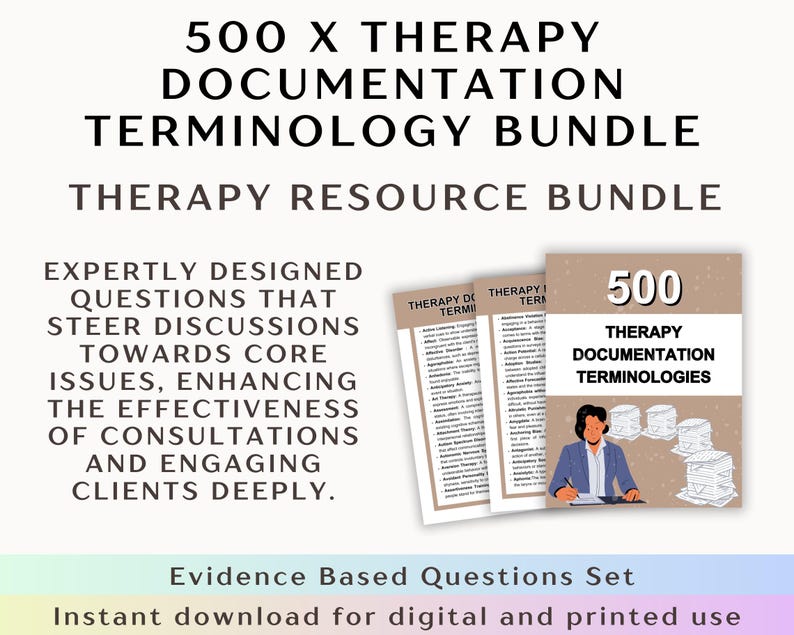 Therapy Documentation Terminology Bundle, Therapy Worksheet, Therapy ...
