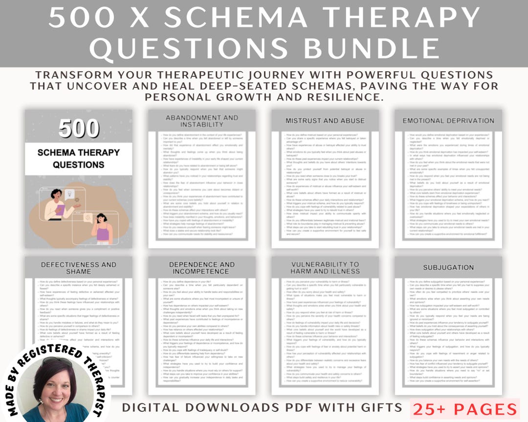 Schema Therapy Questions Bundle - Early Maladaptive Schemas - EMS ...
