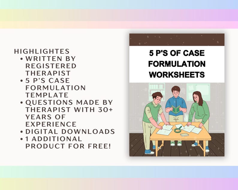 Case Formulation Template, 5 P's of Case Formulation Worksheets, Client ...