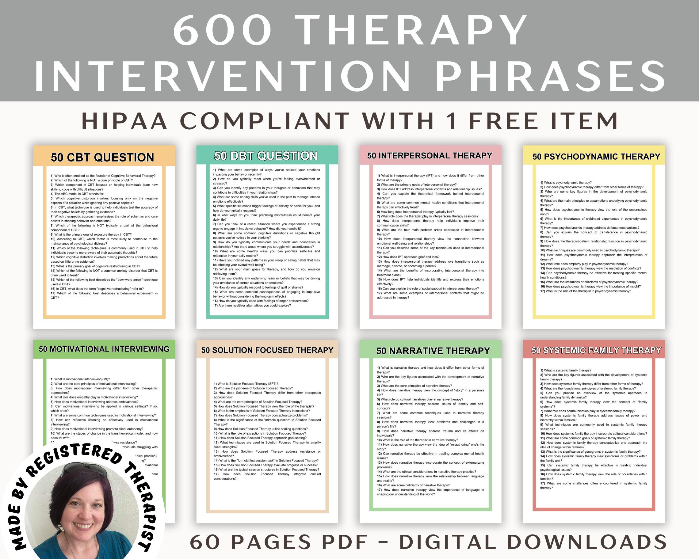 600 Therapy Intervention Phrases HIPAA Compliant Progress Notes ...