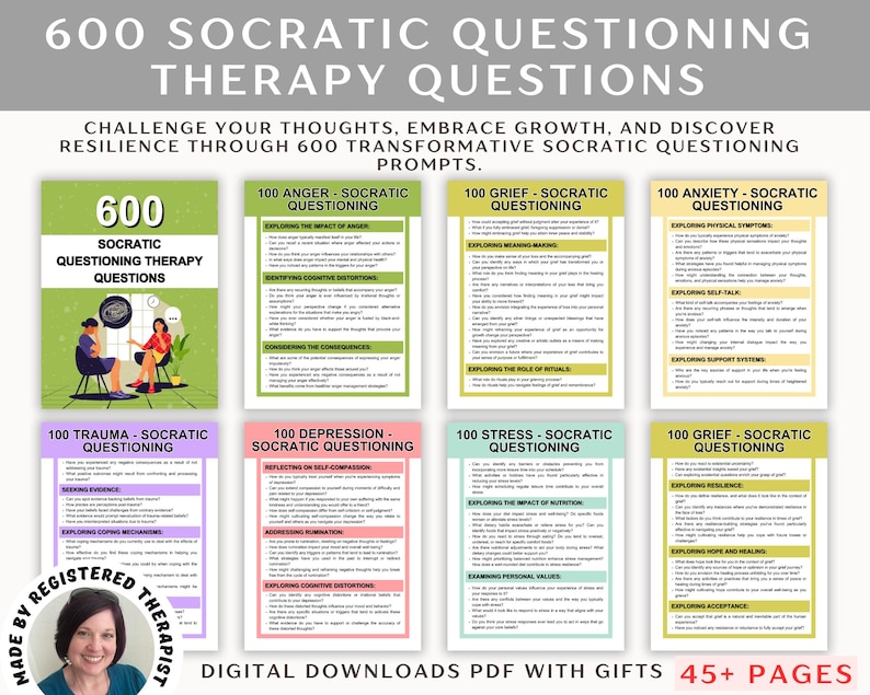 600 Socratic Questioning Therapy Questions | Intervention Phrases HIPAA ...