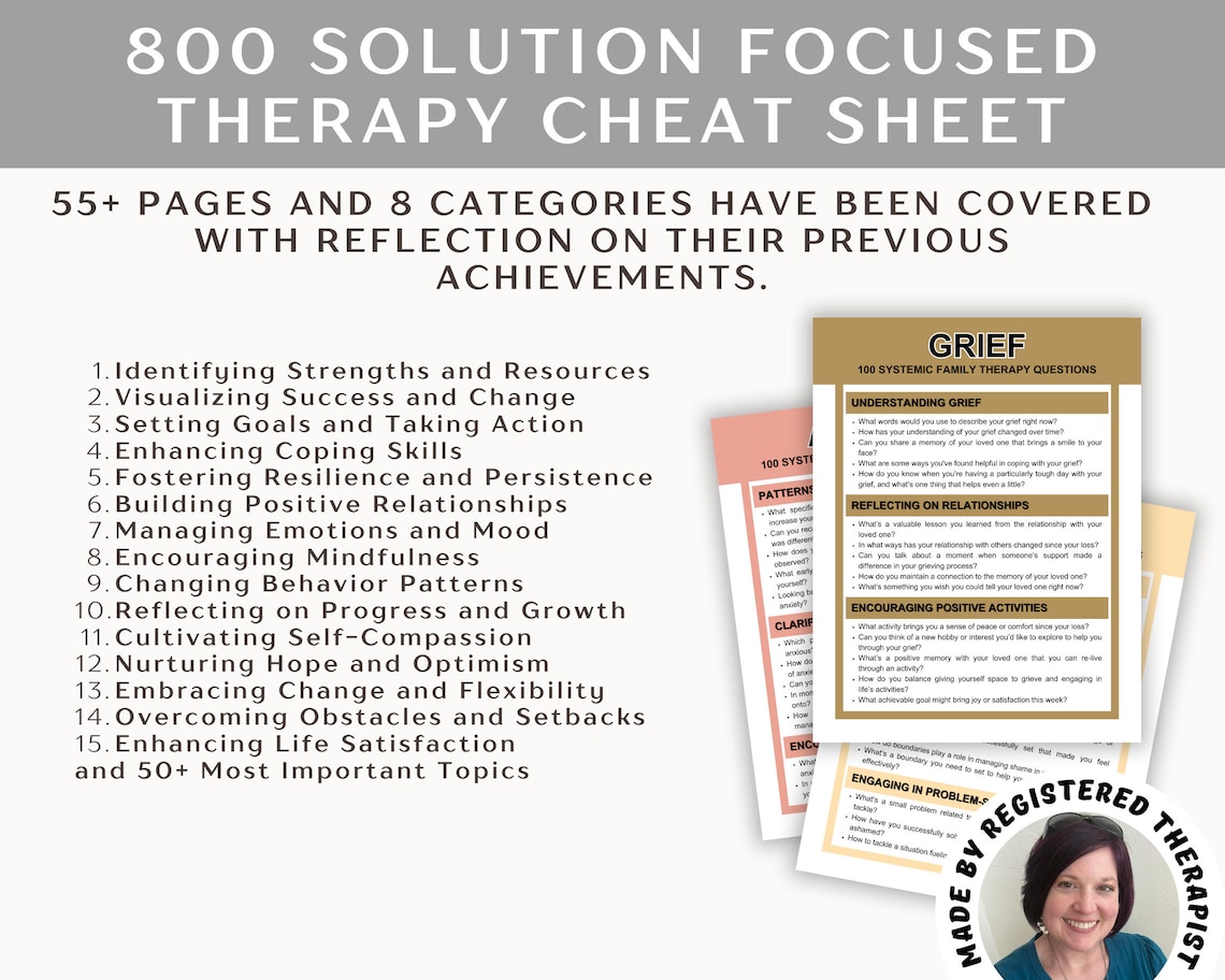 Solution Focused Brief Therapy Cheat Sheet SFBT SFT Therapy ...
