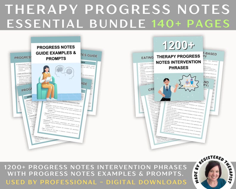 Therapy Progress Notes: 1200+ Intervention Phrases & Examples (digital ...