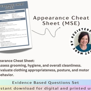 Mental Status Exam Cheat Sheet: MSE Reference & Assessment (digital ...