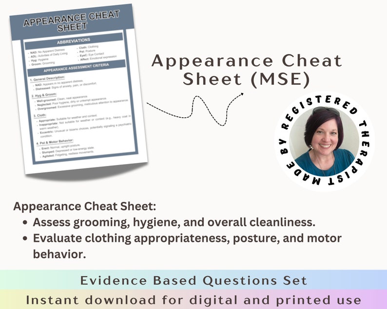 Mental Status Exam Cheat Sheet: MSE Reference & Assessment (digital ...
