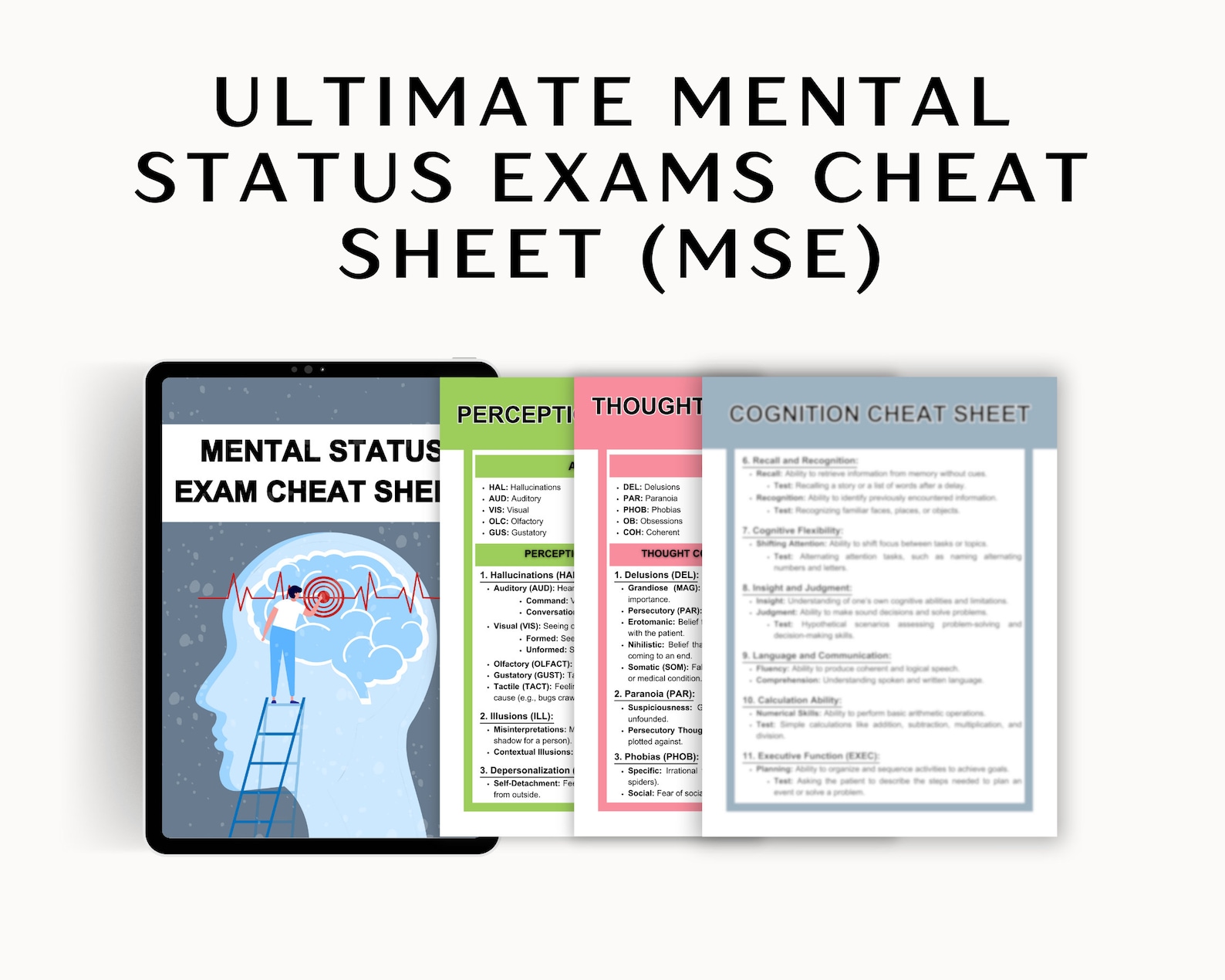 Mental Status Exam Cheat Sheet: MSE Reference & Assessment (digital ...