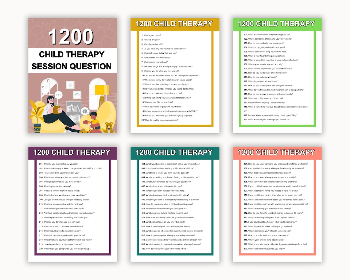 Child Therapy Session Questions, Counseling Questions, Therapy ...