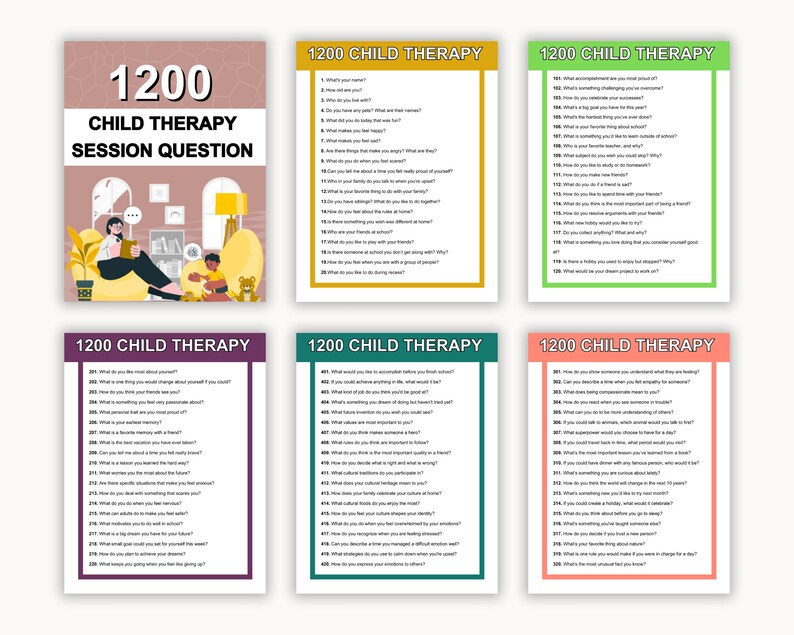 Child Therapy Session Questions, Counseling Questions, Therapy ...