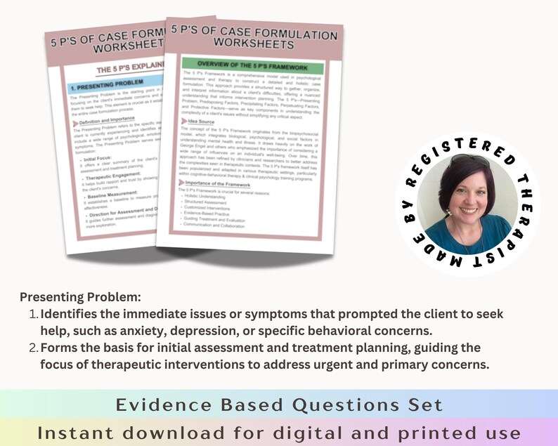 5 P's of Case Formulation Worksheets: Mental Health Tool (PDF) - Etsy