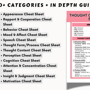 Mental Status Exam Cheat Sheet: MSE Reference & Assessment (digital ...
