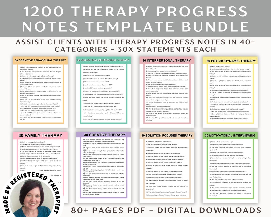 Therapy Progress Note Template | Therapy Note Sentence Starters Therapy ...
