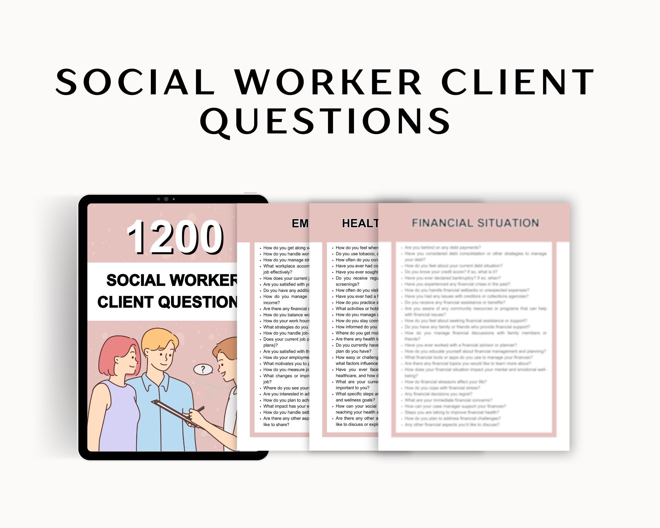 Social Worker Client Questions: Therapy & Case Management (digital ...