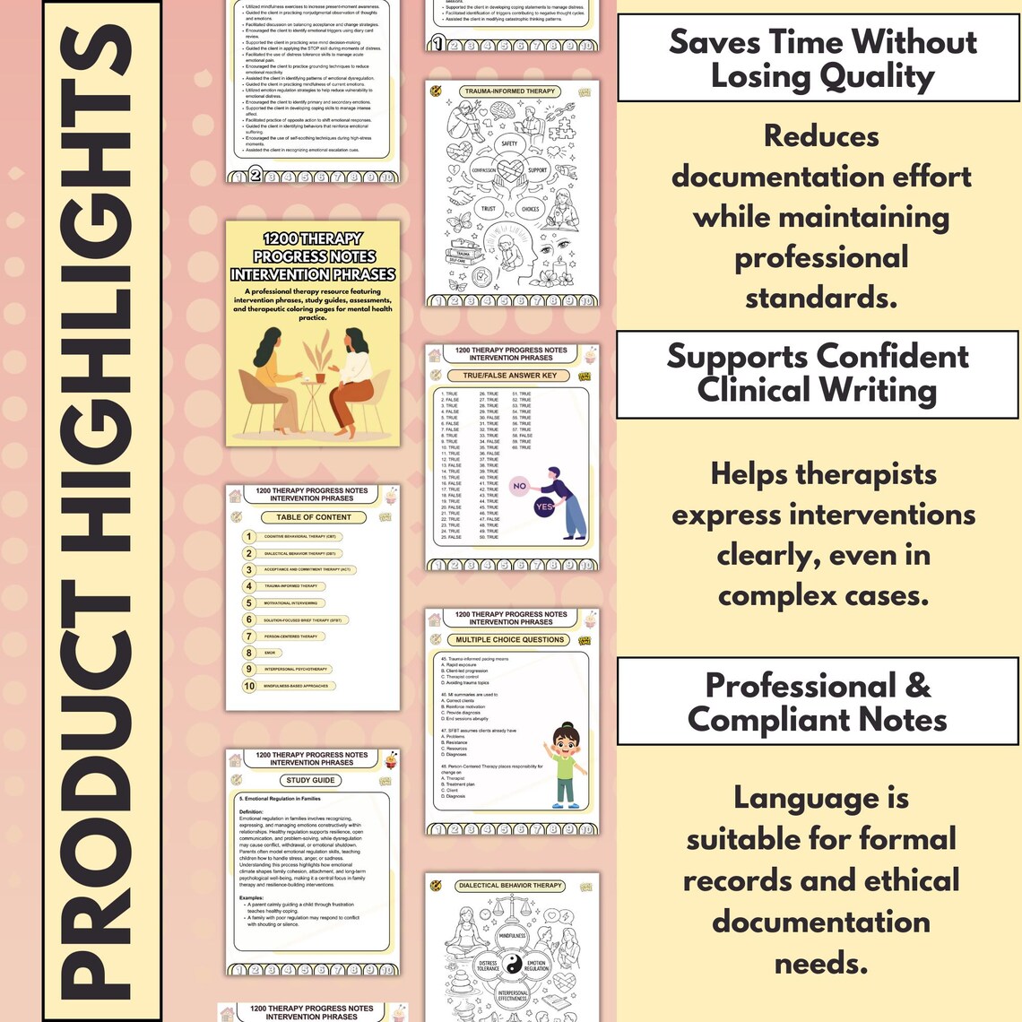 Therapy Progress Notes: 1200+ Intervention Phrases (HIPAA Compliant) - Etsy