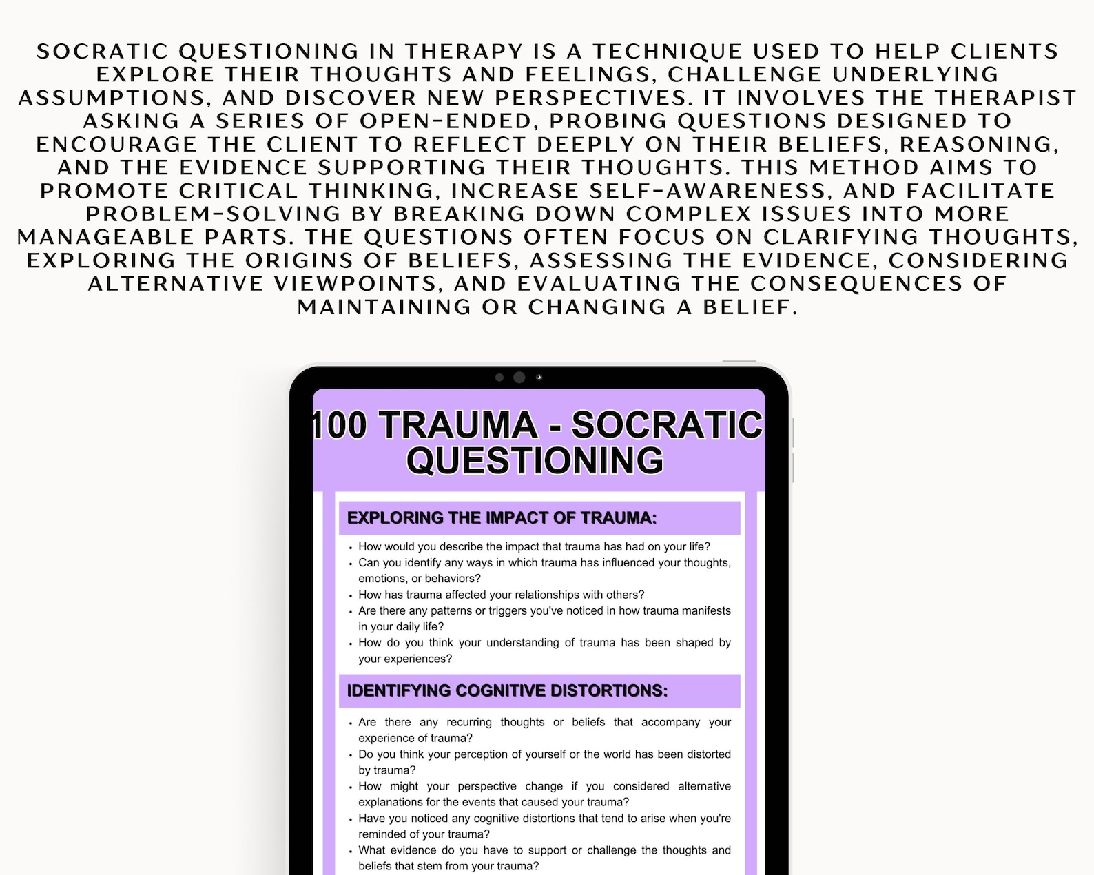 600 Socratic Questioning Therapy Questions Intervention Phrases HIPAA ...
