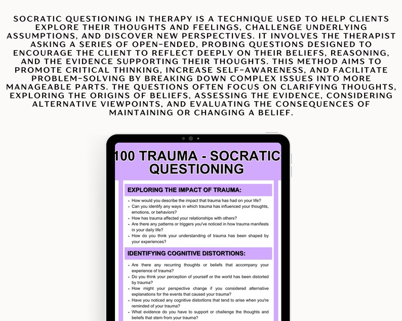 600 Socratic Questioning Therapy Questions Intervention Phrases HIPAA ...