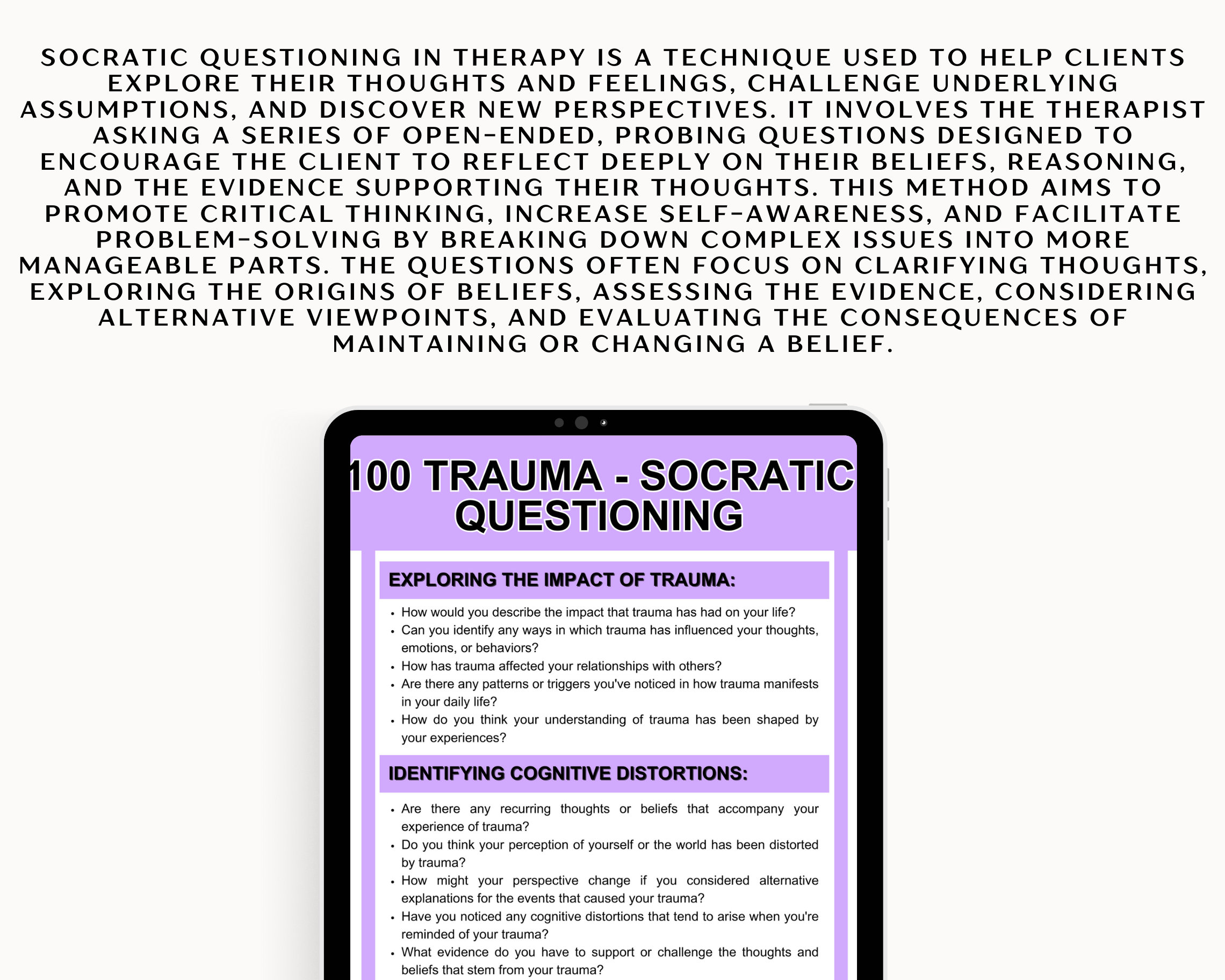 600 Socratic Questioning Therapy Questions Intervention Phrases HIPAA ...