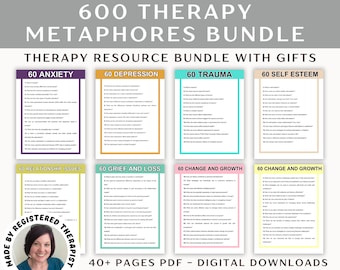 550 Therapy Metaphors Bundle Therapy Interventions Therapy Cheat Sheet ...