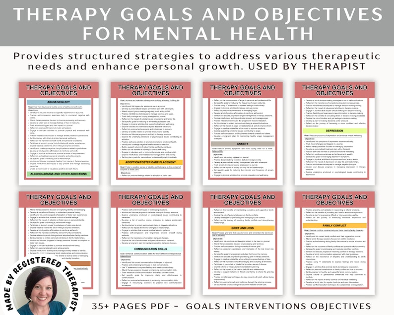 Therapy Goals and Objectives Bundle, Clinical Therapy Notes, Therapist ...