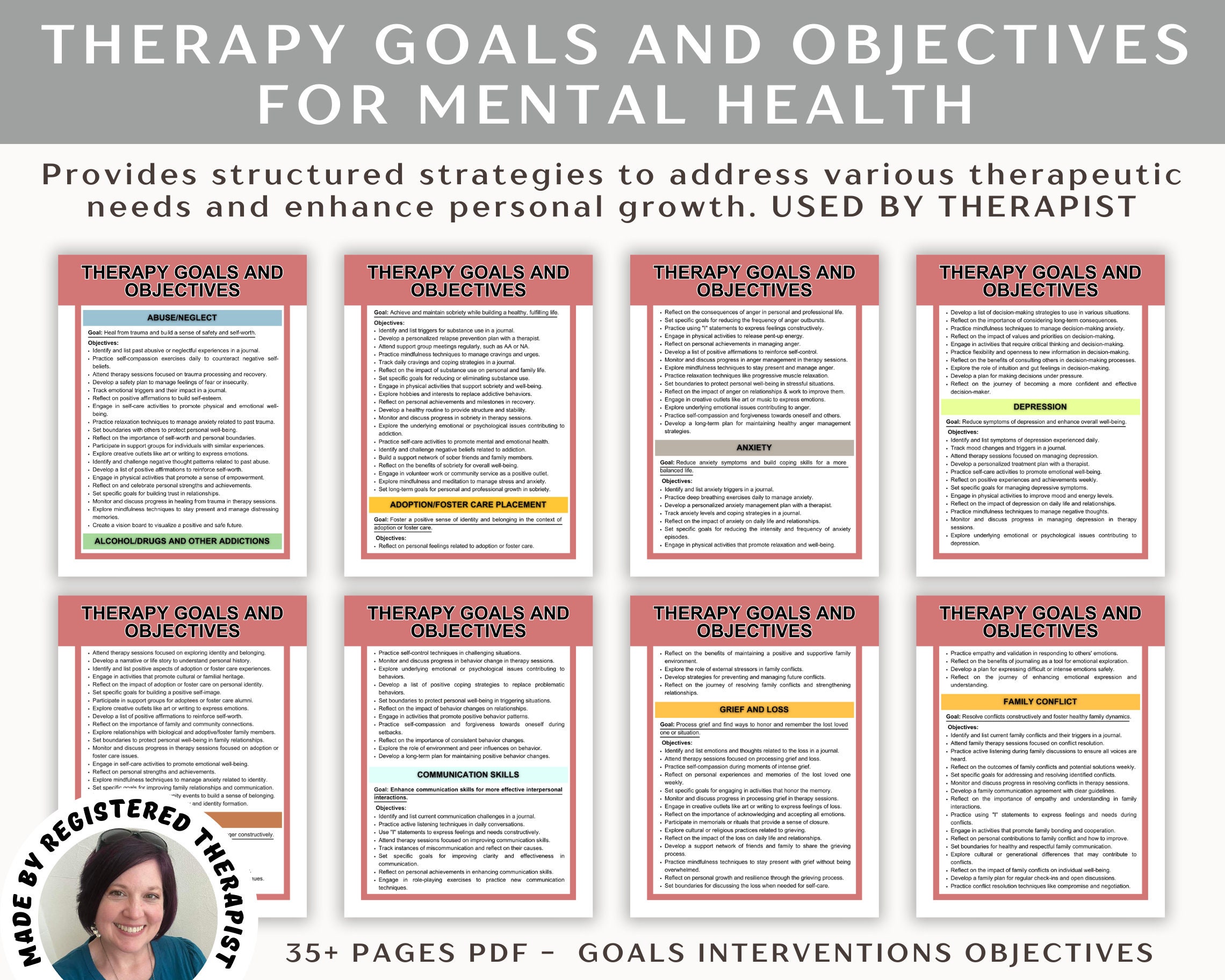 Therapy Goals and Objectives Bundle, Clinical Therapy Notes, Therapist ...