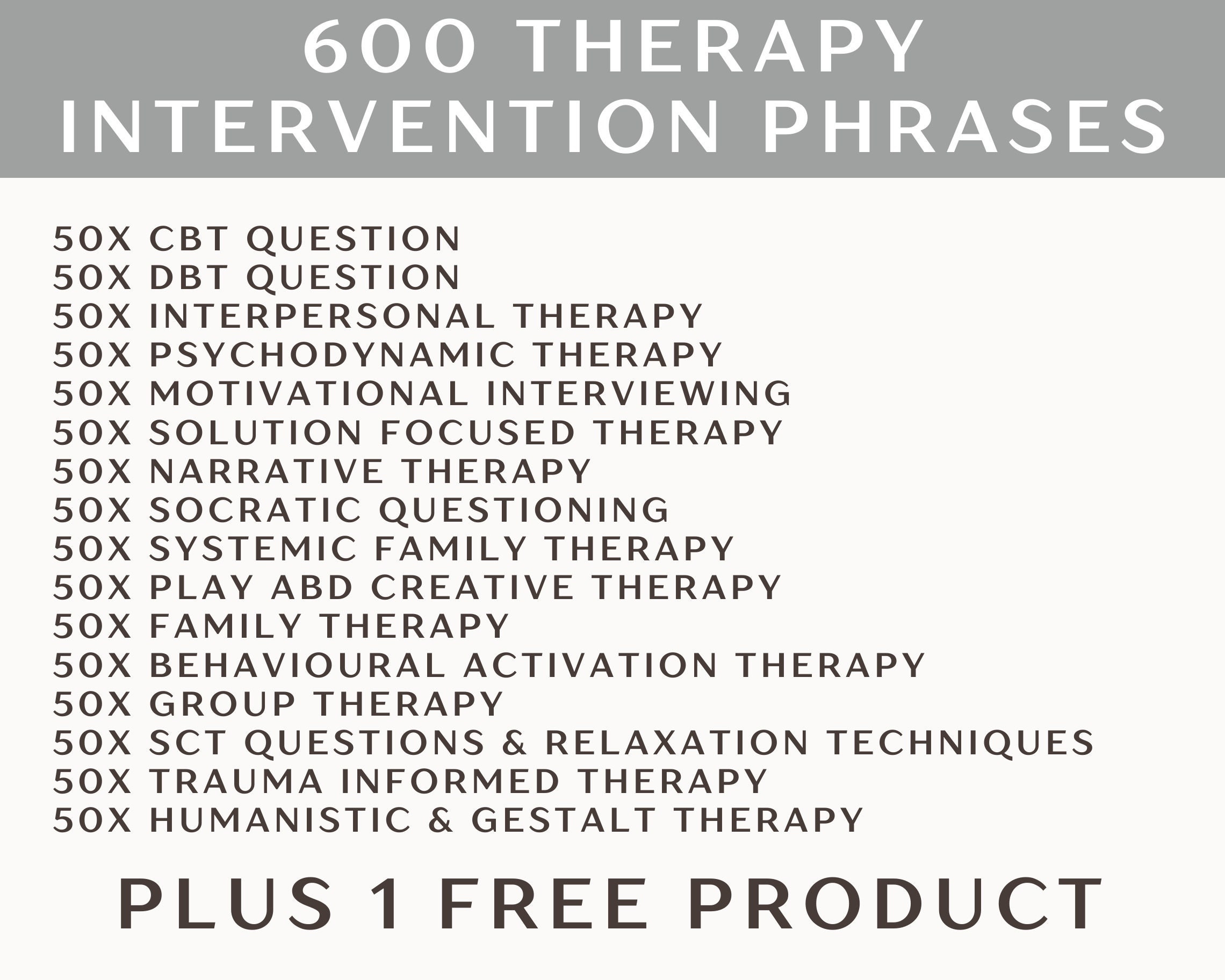 600 Therapy Intervention Phrases HIPAA Compliant Progress Notes ...