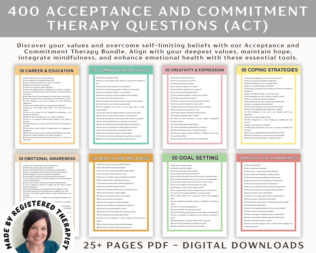 Acceptance and Commitment Therapy Questions, ACT Therapy Questions, Therapy Interventions ...