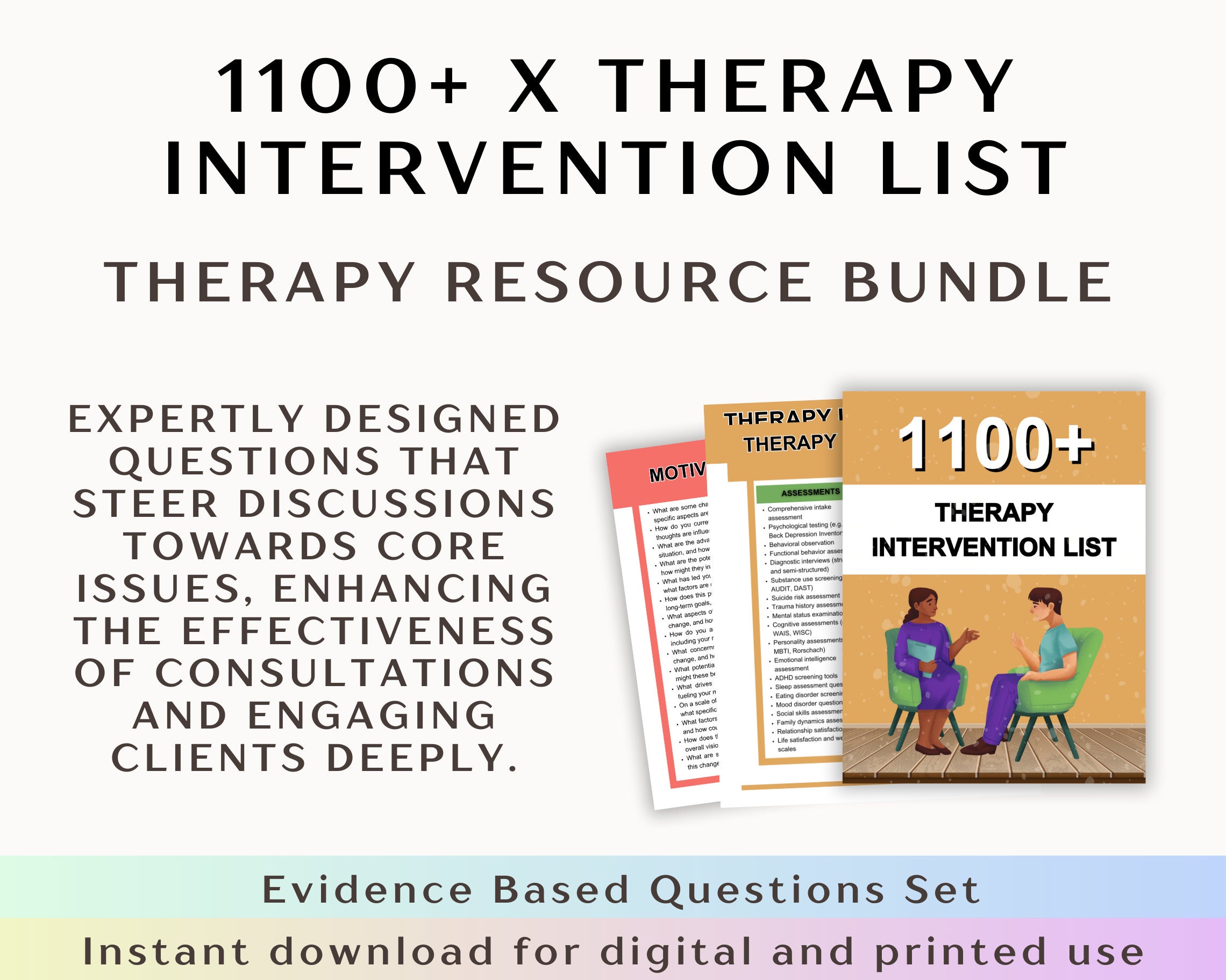 1100+ Therapy Intervention List: Therapist Reference Sheets (PDF) - Etsy
