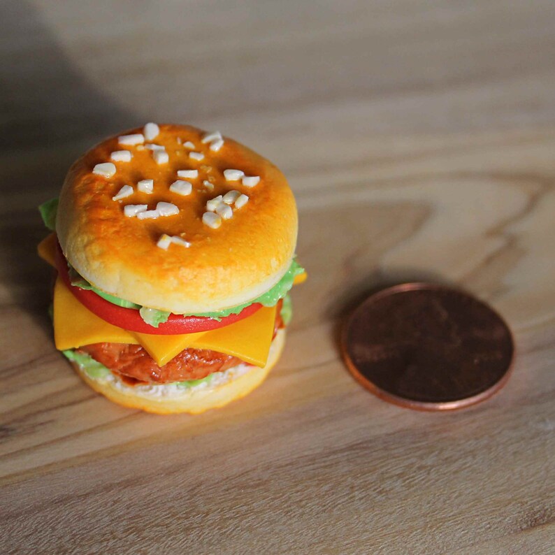 Miniature Hamburger Polymer Clay Dollhouse Food 25mm Refrigerator ...