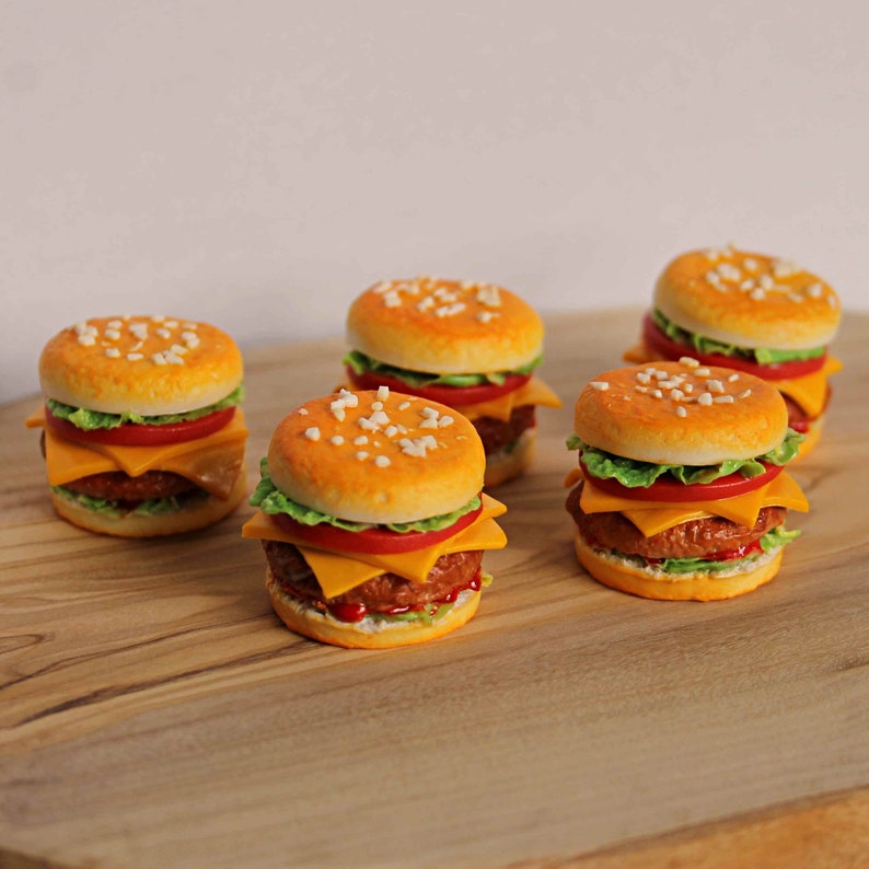 Miniature Hamburger Polymer Clay Dollhouse Food 25mm Refrigerator ...
