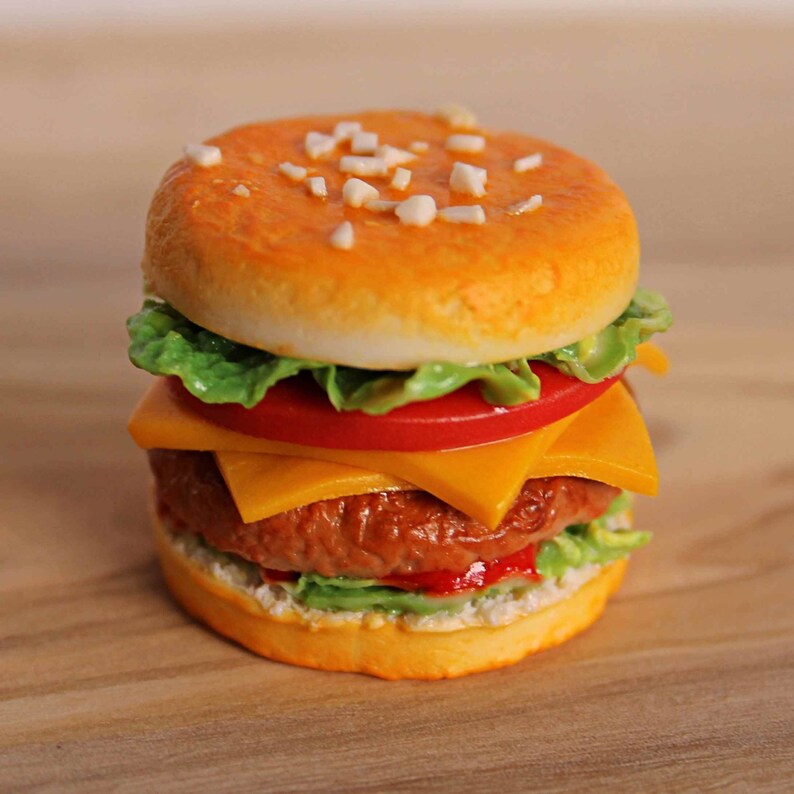 Miniature Hamburger Polymer Clay Dollhouse Food 25mm Refrigerator ...