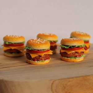Miniature Hamburger Polymer Clay Dollhouse Food 25mm Refrigerator ...