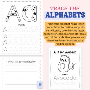 Alphabet Tracing Worksheets for Kids – Printable Handwriting Practice – Improve Fine Motor ...