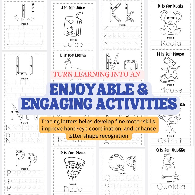Alphabet Tracing Worksheets for Kids – Printable Handwriting Practice ...