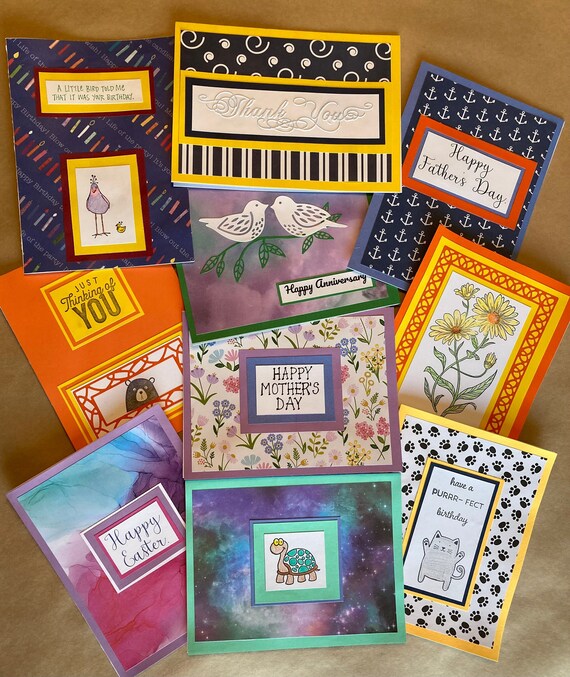 Handmade Papercrafted Cards Variety of Handcrafted Cards Set | Etsy
